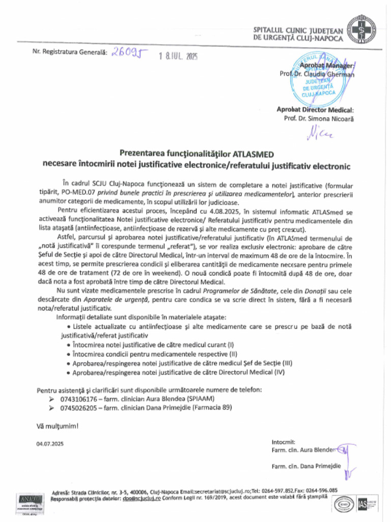 Completarea Notei Justificative in ATLASMED | PDF