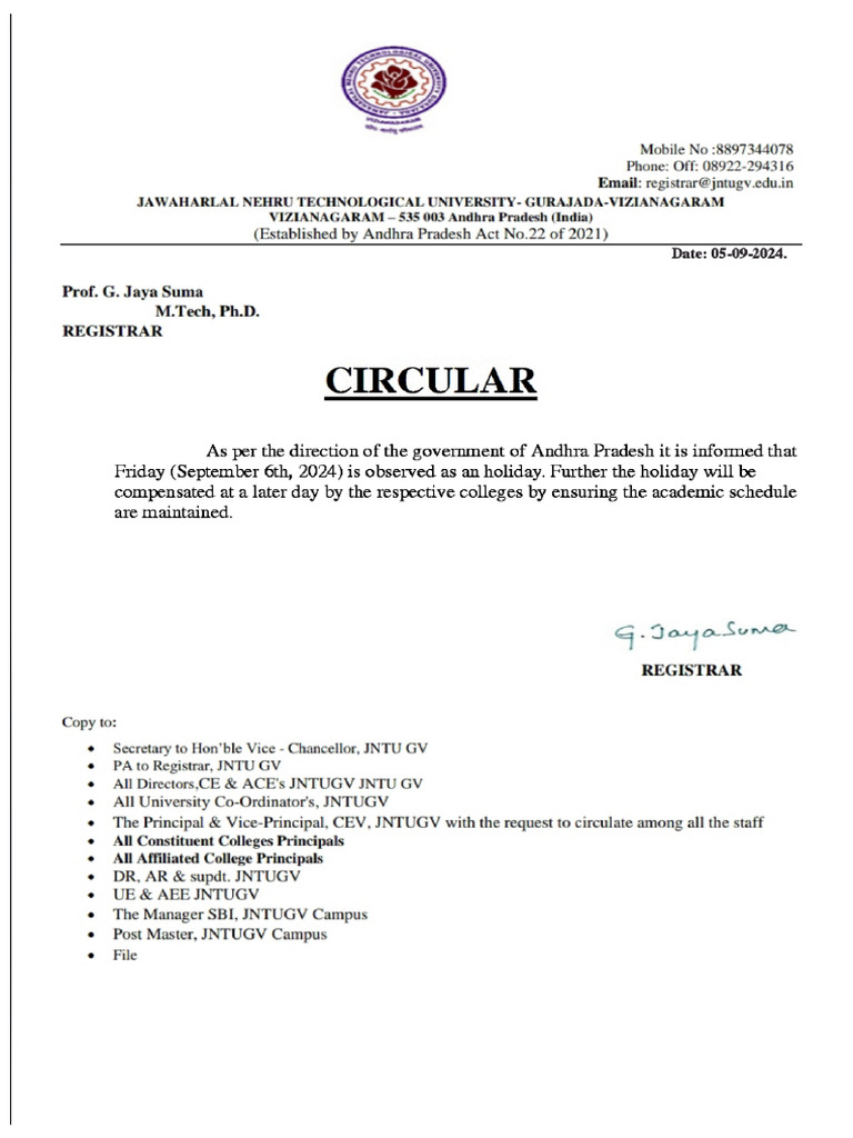 Circular Holiday | PDF