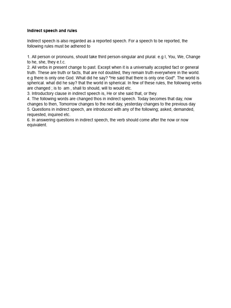 Indirect Speech and Rules | PDF