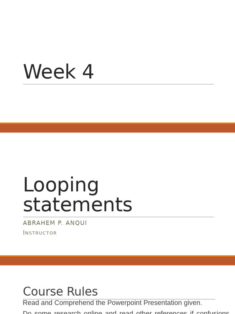 OOP LEC 4 Looping Statement | PDF | Control Flow | Object Oriented Programming