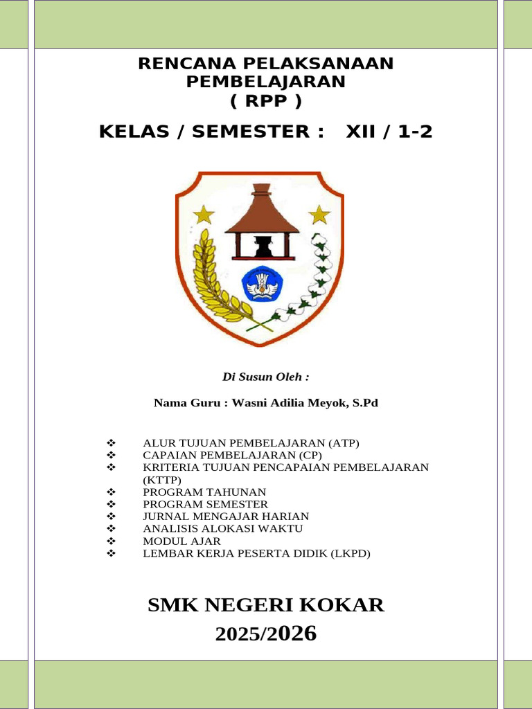 Cover RPP SMK Kokar 2025 | PDF