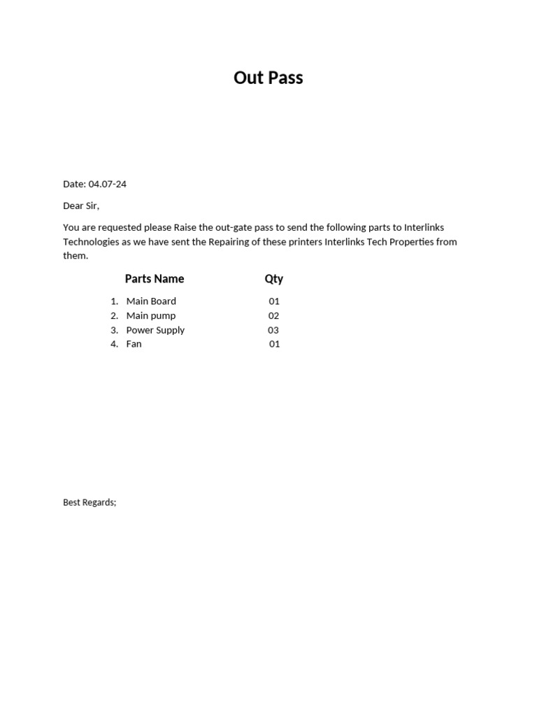 Returnable Gate Pass | PDF