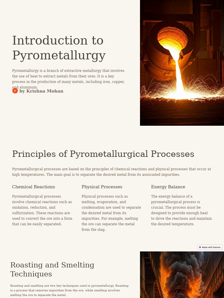 Introduction To Pyrometallurgy | PDF | Smelting | Secondary Sector Of ...