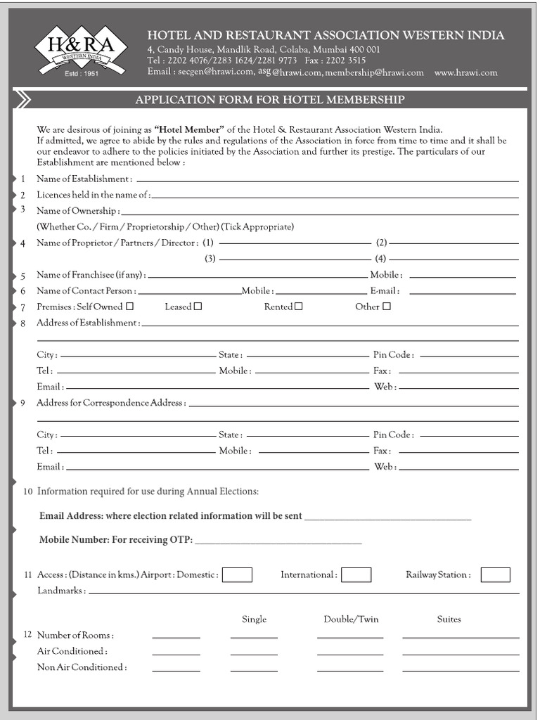 Application Form For Hotel Membership-Update7 | PDF