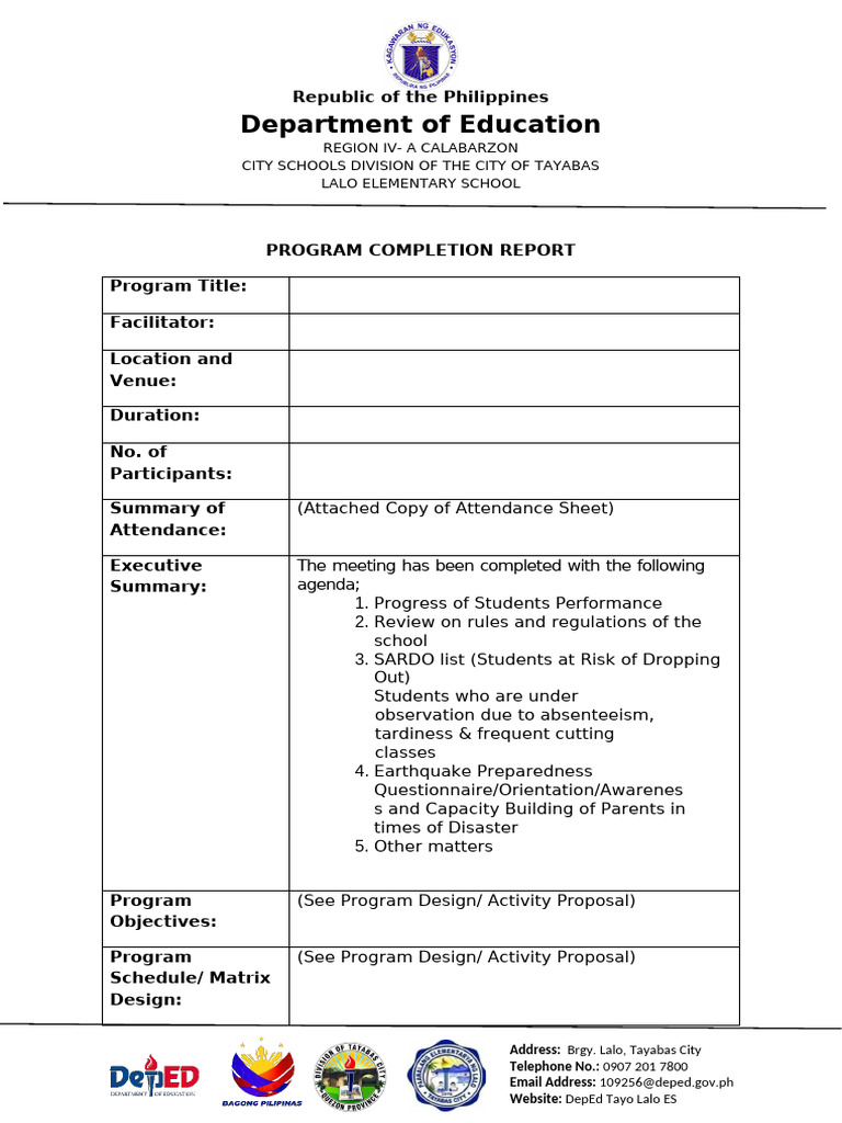 Buwan NG Wika 2025 - Activity Completion Report | PDF