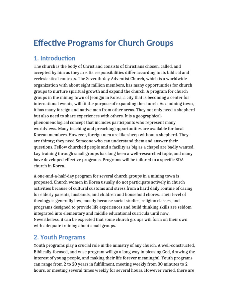 Effective Church Program Examples | PDF | Parenting | Retreat (Spiritual)