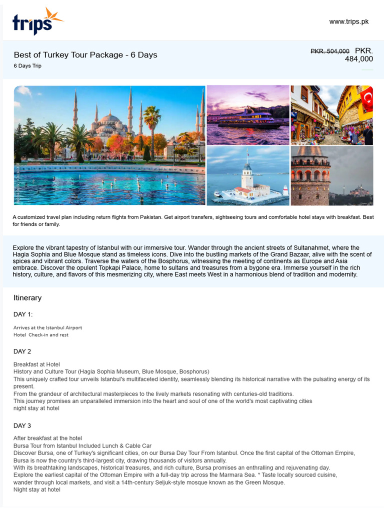 Explore Turkey: 6-Day Tour Package | PDF | Istanbul