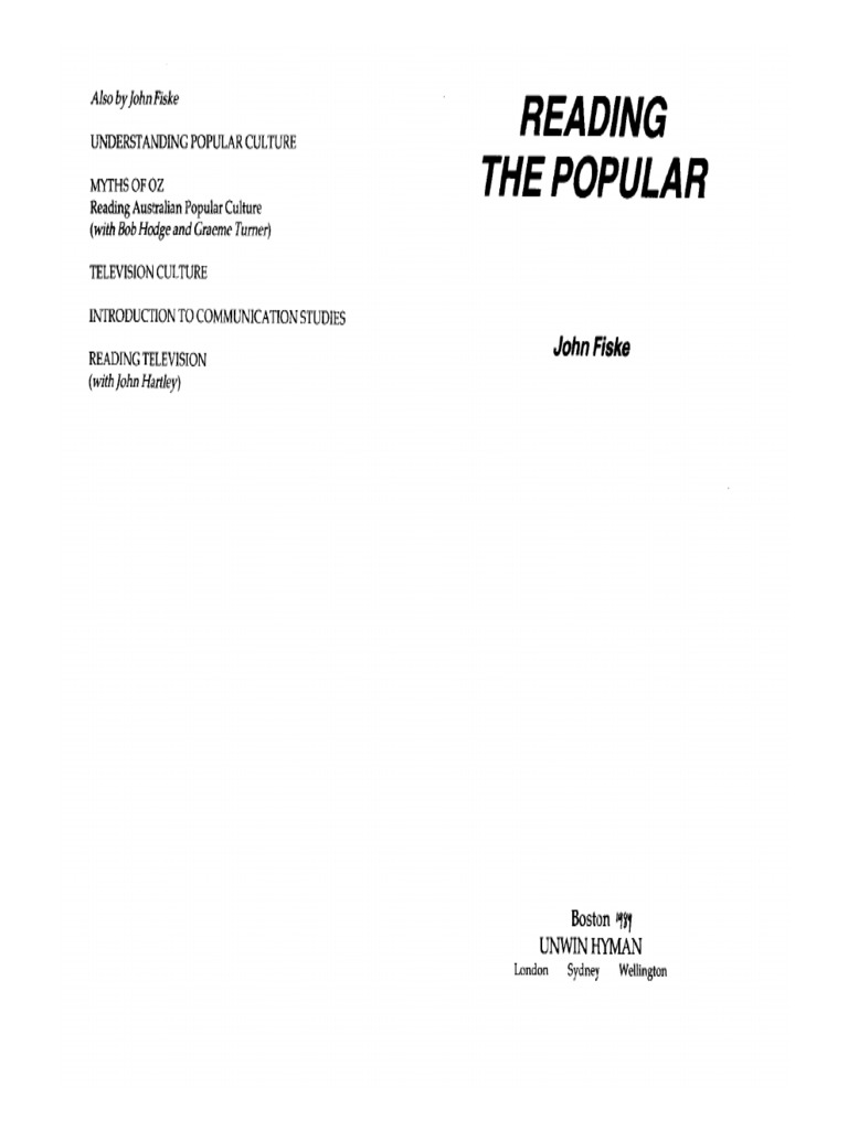 Fiske Understanding Popular Culture | PDF