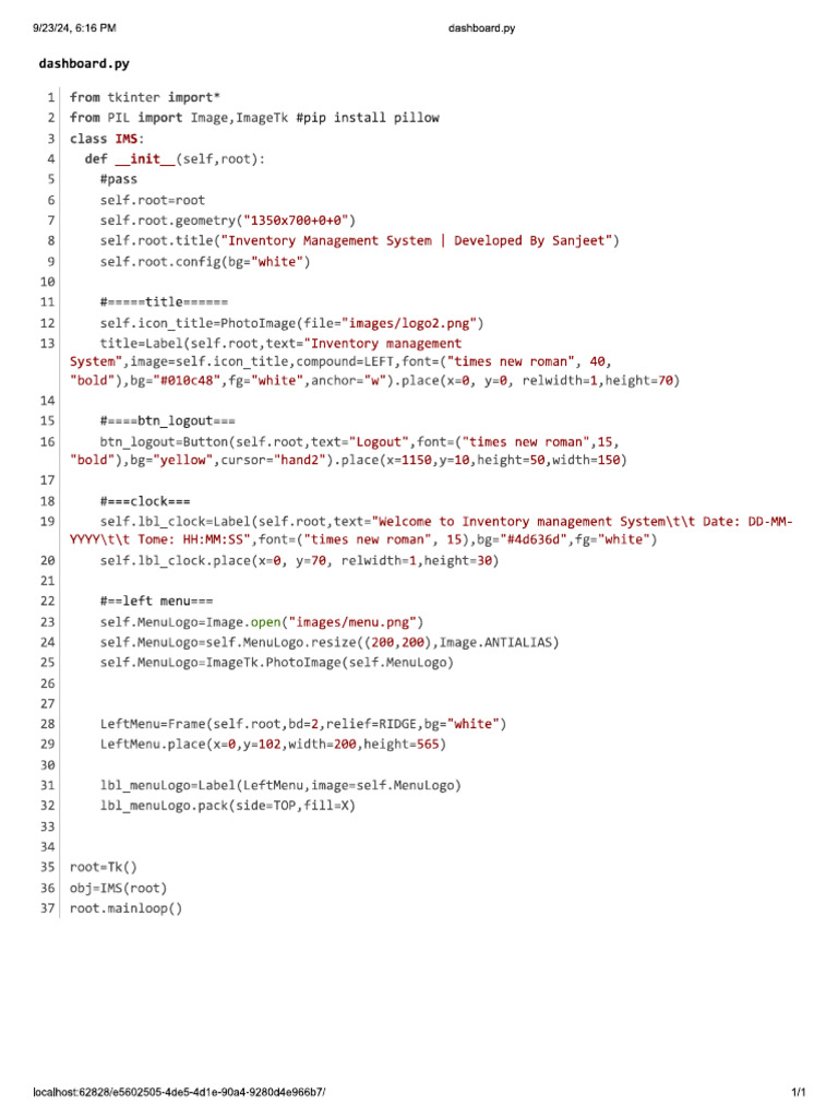 Projecct Code IMS | PDF