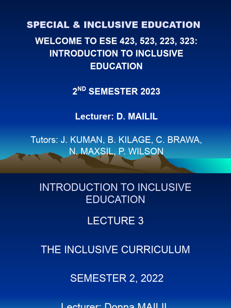 Inclusive Curriculum Lec 3 | PDF | Learning | Procedural Knowledge