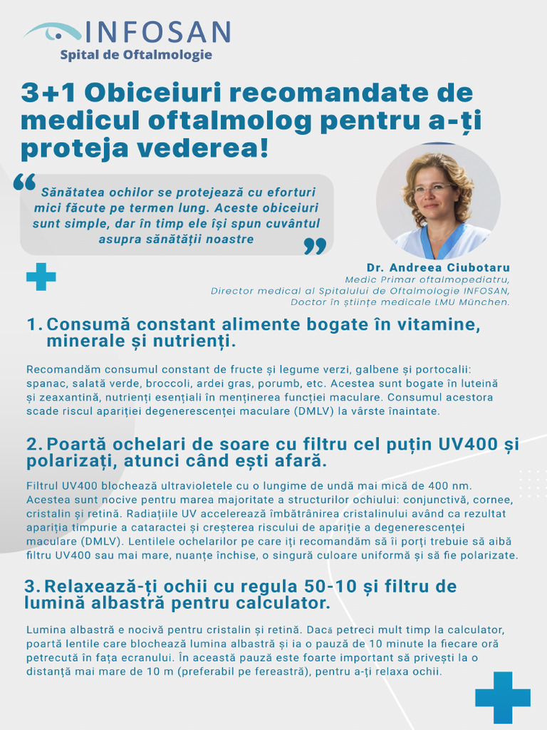 31 Obiceiuri Recomandate de Oftalmolog INFOSAN | PDF