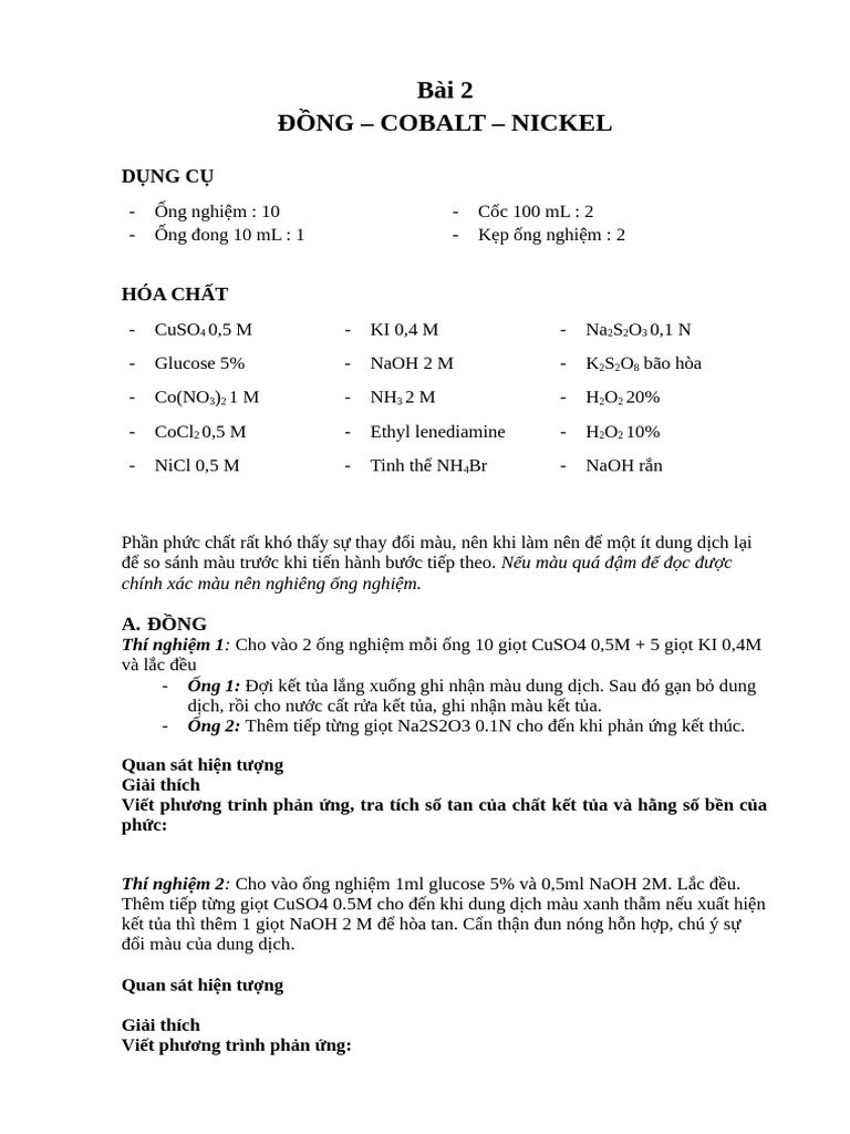 Bài 2 Đ NG Cobalt Nickel | PDF