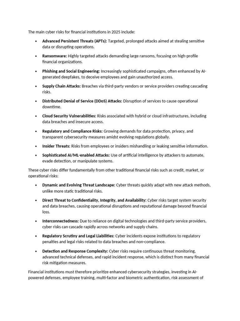 Cyber Risks for UK Financial Institutions 2025 | PDF | Computer ...