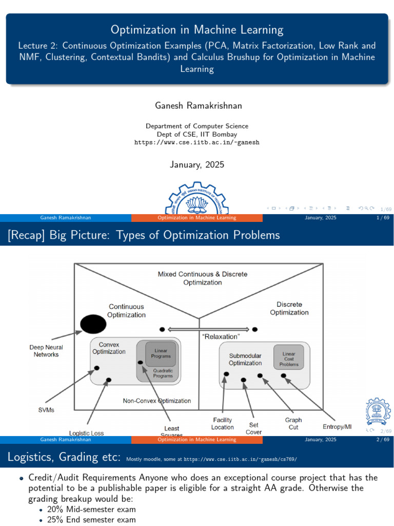 CS769 2025 Lecture-2-Annotated | PDF | Machine Learning | Applied Mathematics