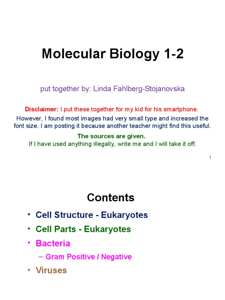 Molecular Biology 1-2: Put Together By: Linda Fahlberg-Stojanovska ...