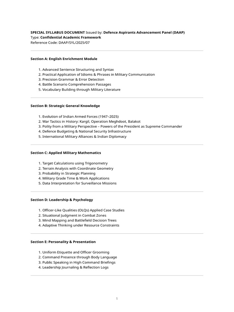 Special Syllabus | PDF