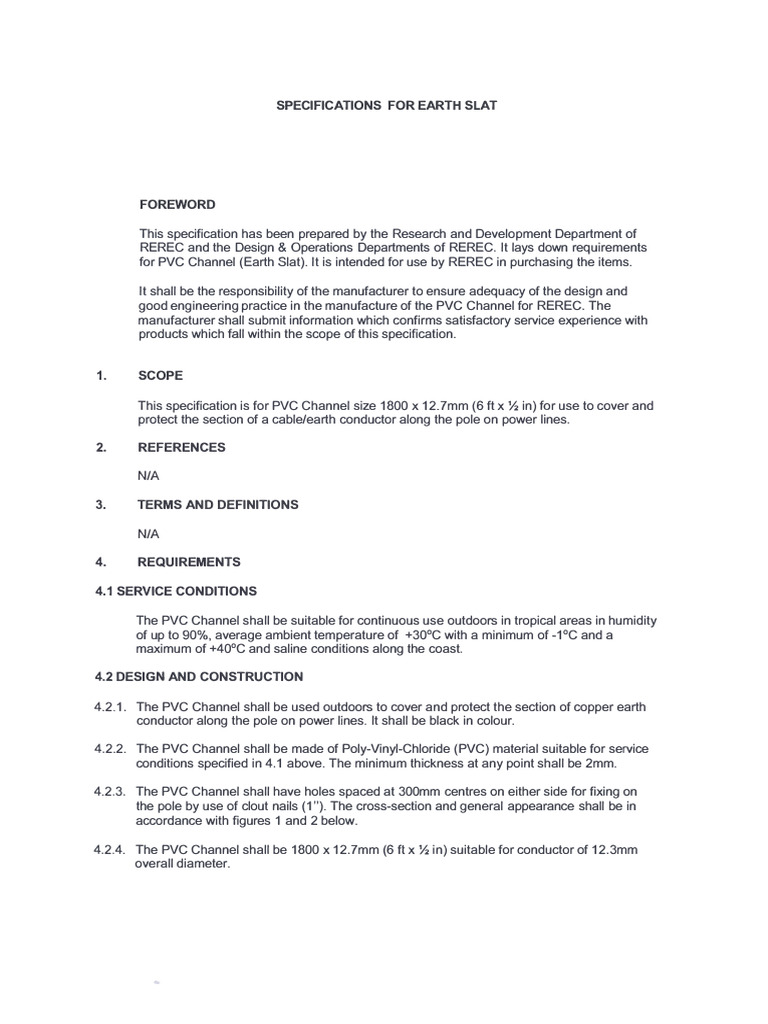 PVC Channel Specification for REREC | PDF