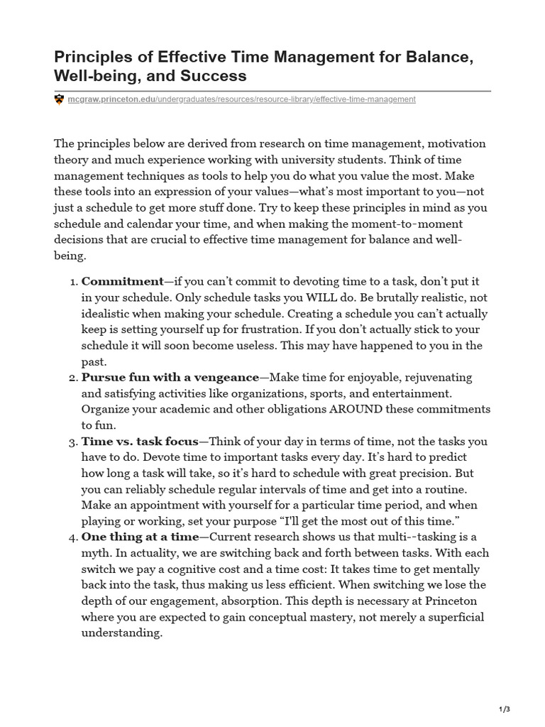 Effective Time Management Principles | PDF | Time Management ...