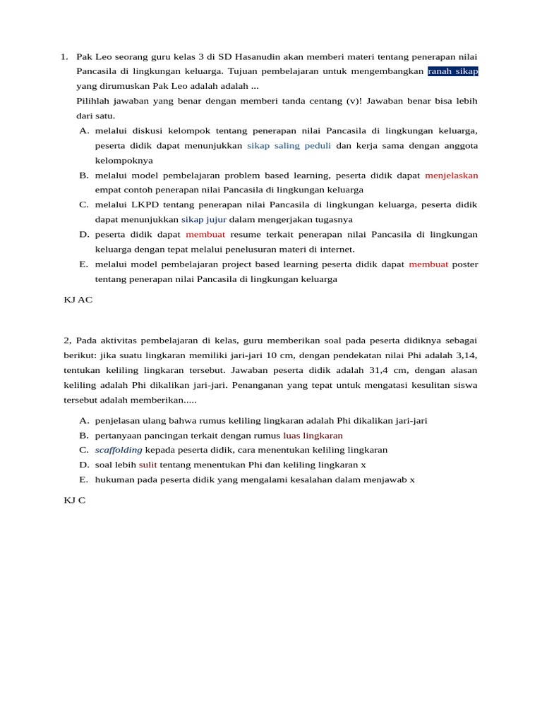 Soal Utbk Ukpppg Guru Tertentu Tahap 1 Fix | PDF