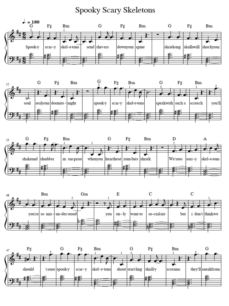 Spooky Scary Skeletons Sheet Music | PDF