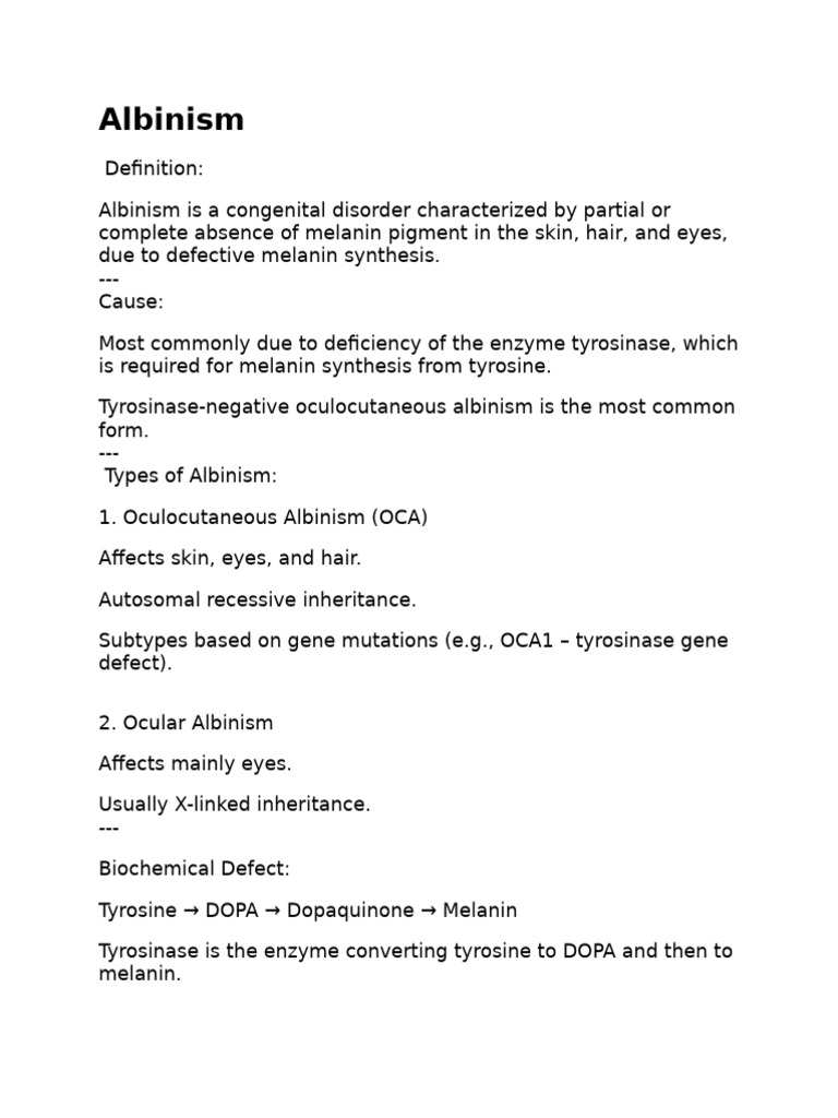 Understanding Albinism: Causes and Types | PDF