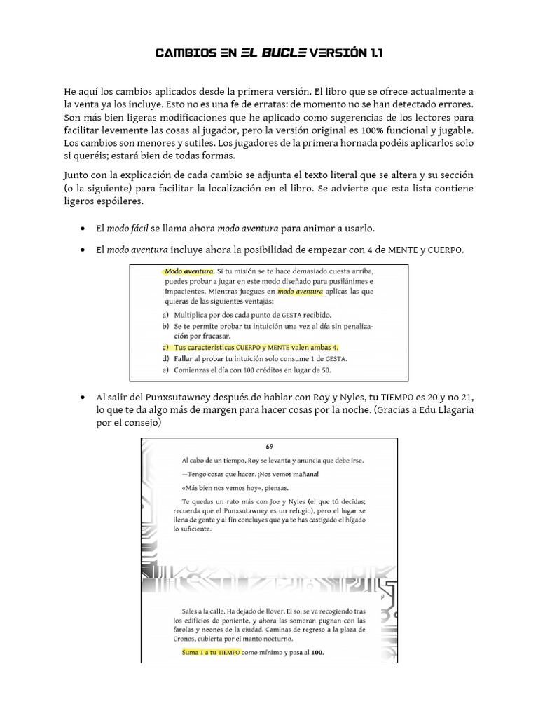 Cambios El Bucle 1.1 | PDF