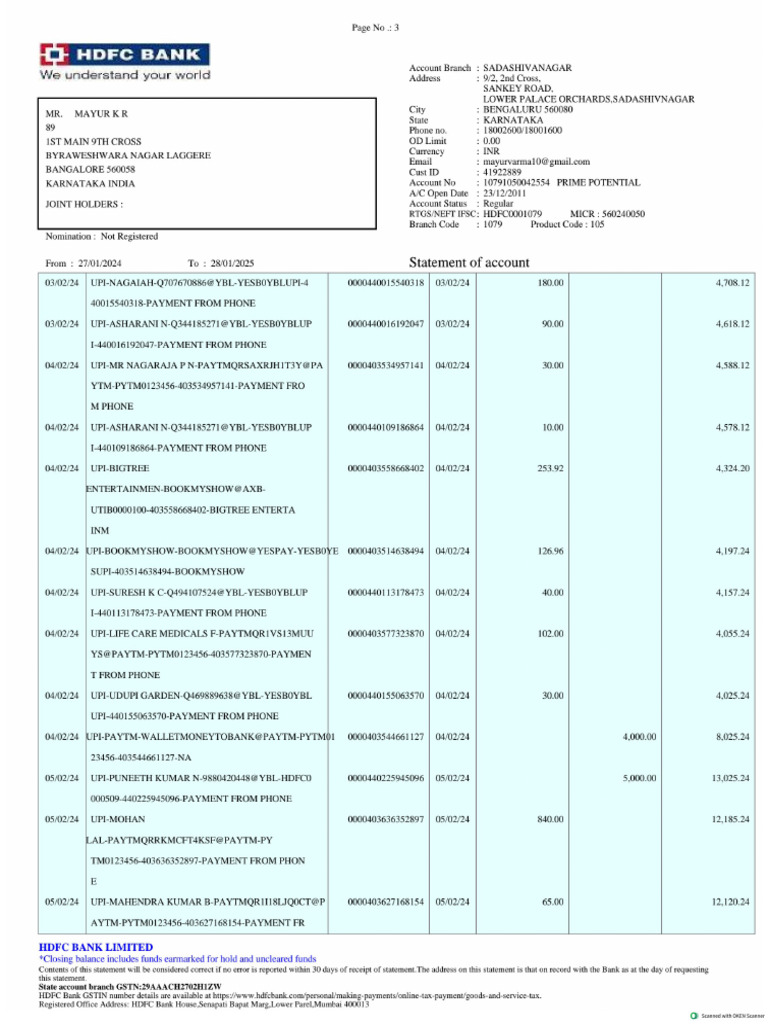 Mayur Bank Statement-1 | PDF