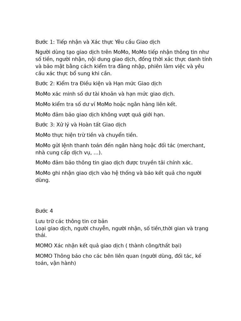 Quy trình Nghiệp vụ MOMO | PDF