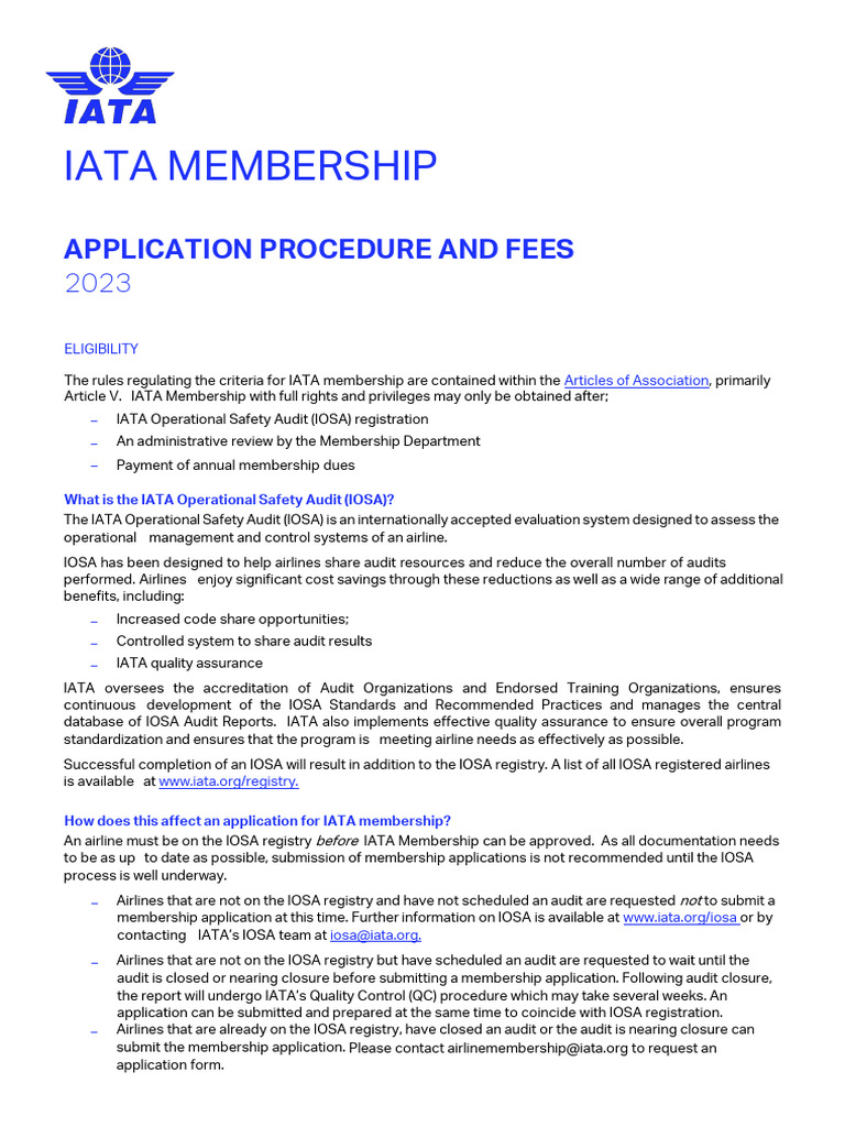 Iata Membership Application Procedure | PDF | Audit | Business
