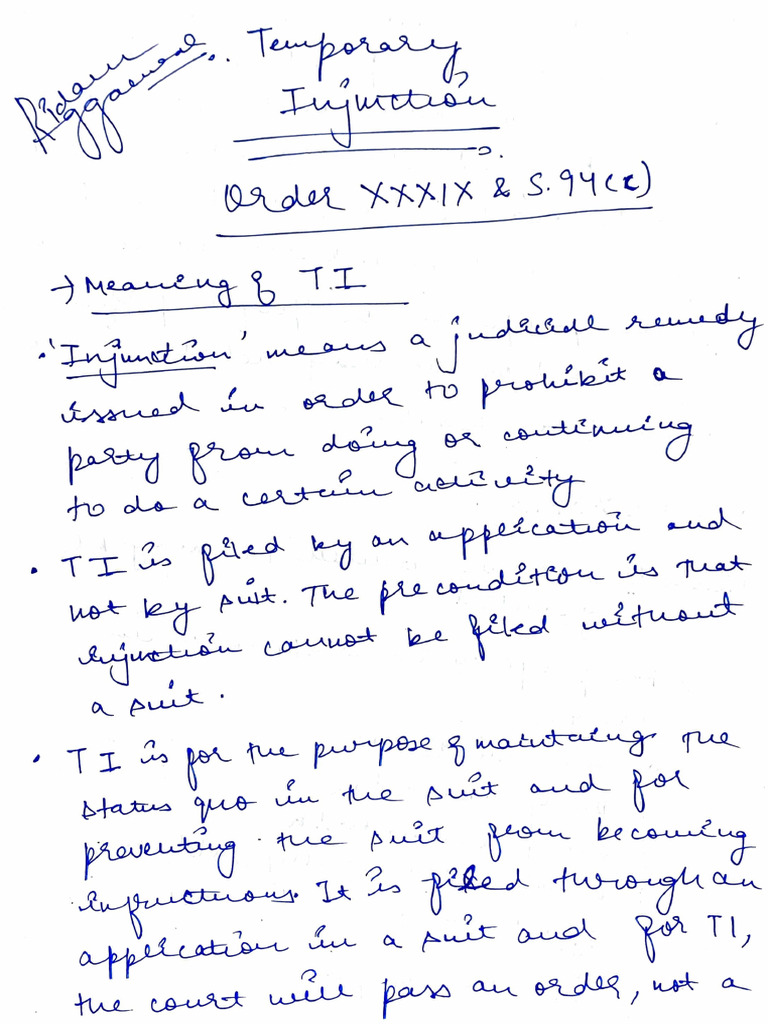 CPC - Unit 3C - Temporary Injunction | PDF