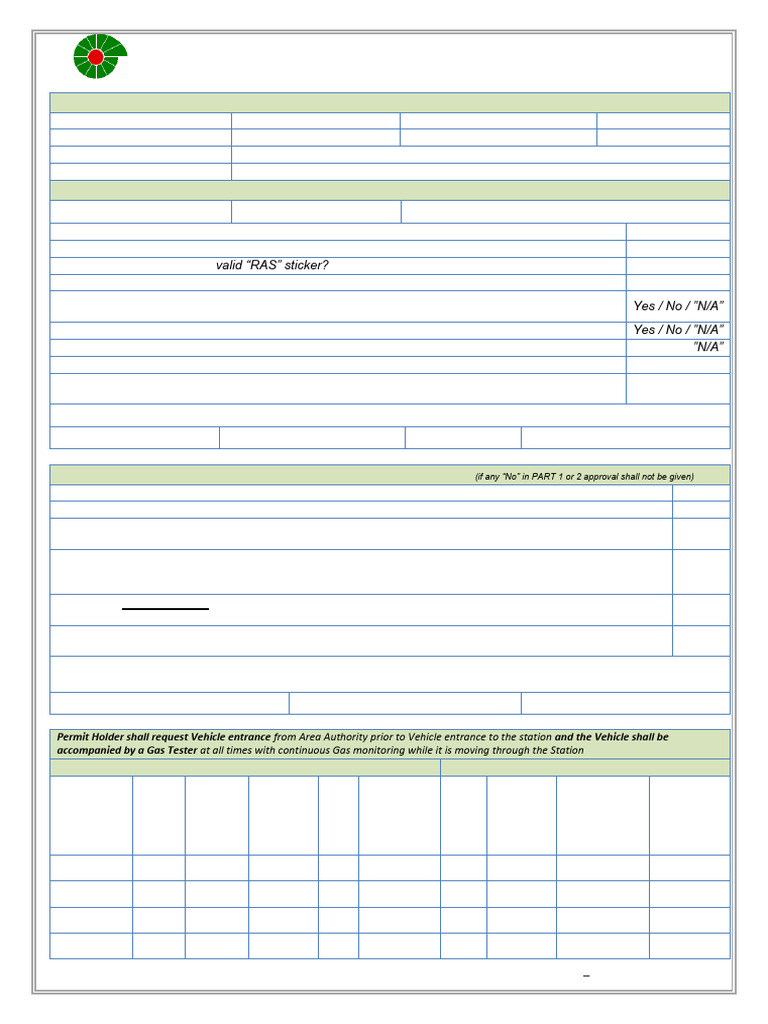 Vehicle Entry Checklist New | PDF