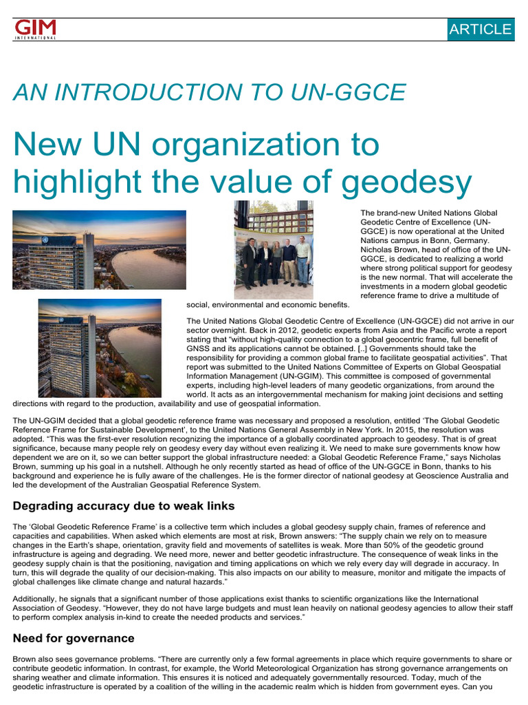 New Un Organization To Highlight The Value of Geodesy | PDF | Geodesy ...