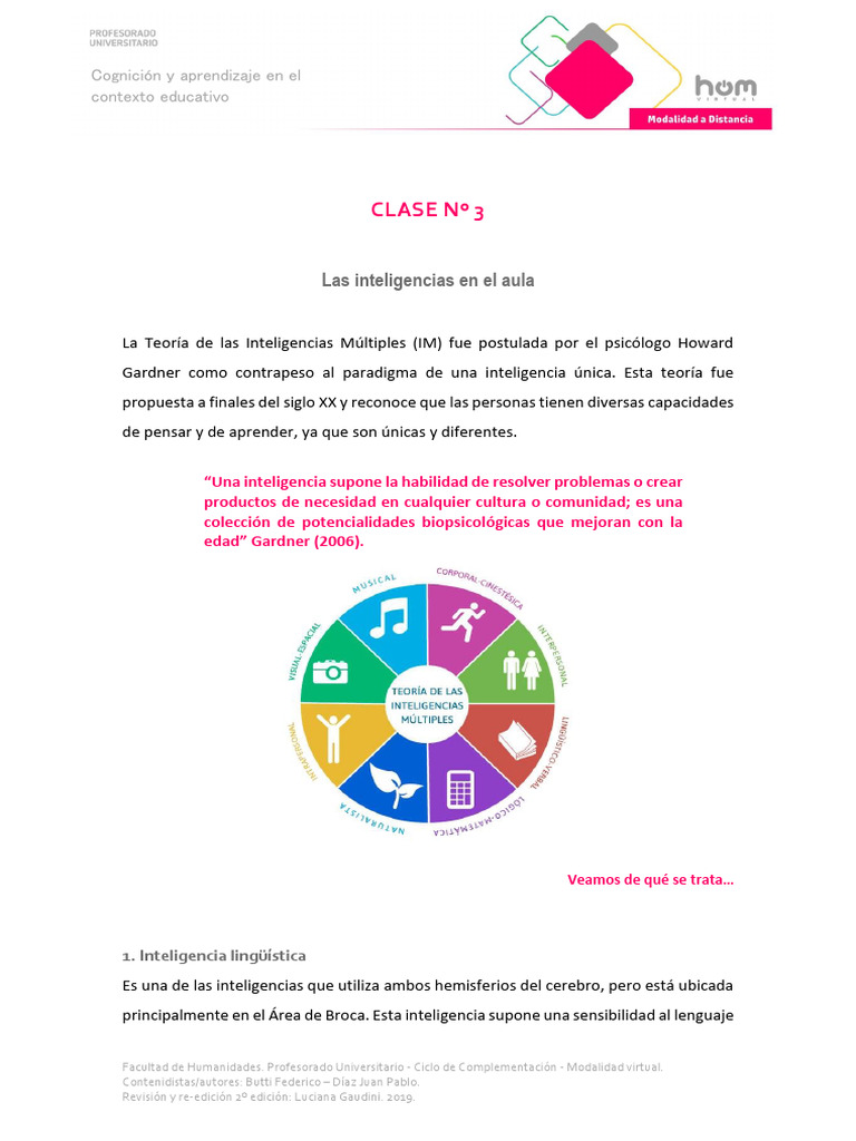 Inteligencias Múltiples en el Aula | PDF | Aprendizaje | Inteligencia