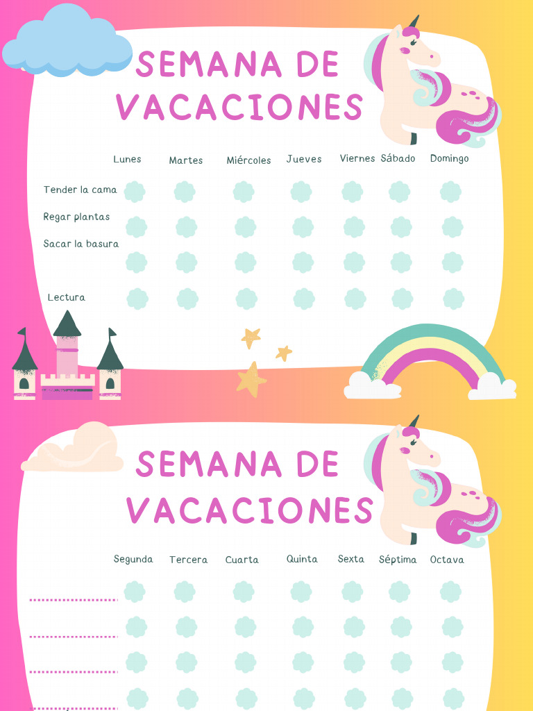 Rutina de Vacaciones Nina | PDF