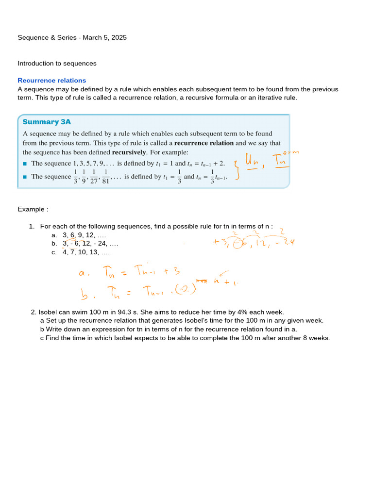 Sequences and Series Overview | PDF | Sequence | Mathematics