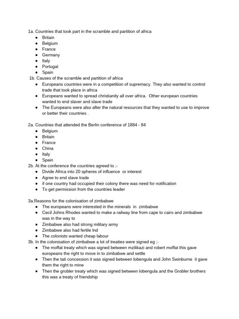 History - Scramble and Partition of Africa | PDF