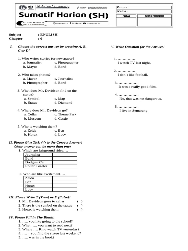 Summative Test CH 0 Grade 4 | PDF