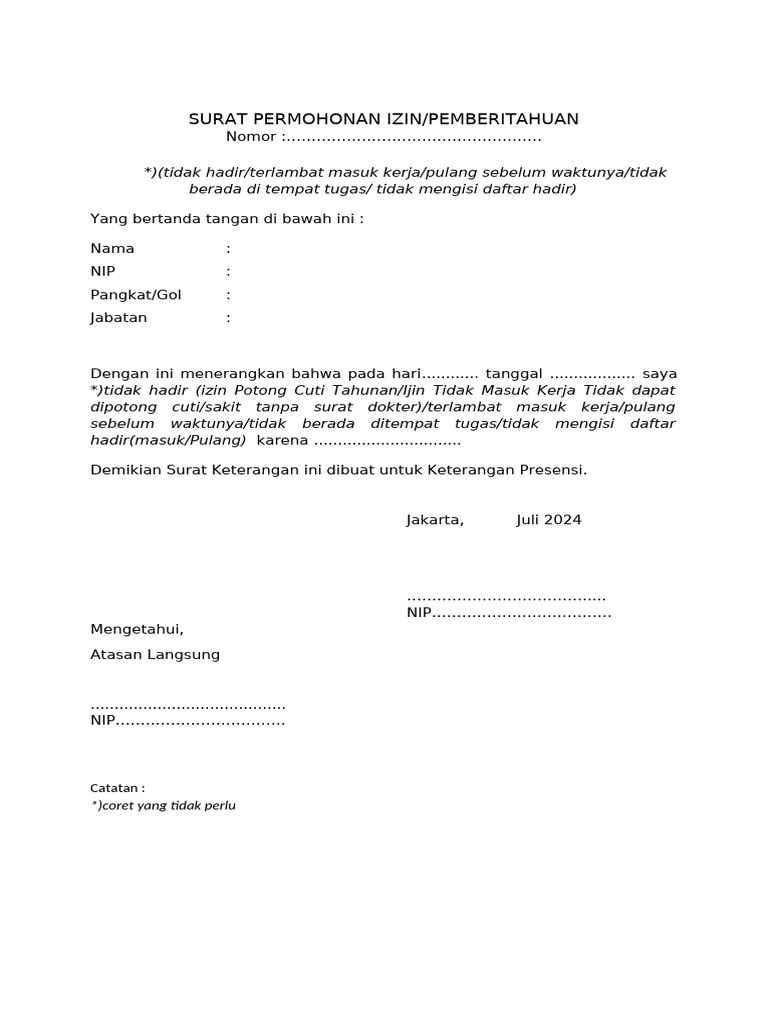 3.1 Format Permohonan Izin - Permenlhk 6 Tahun 2024 | PDF