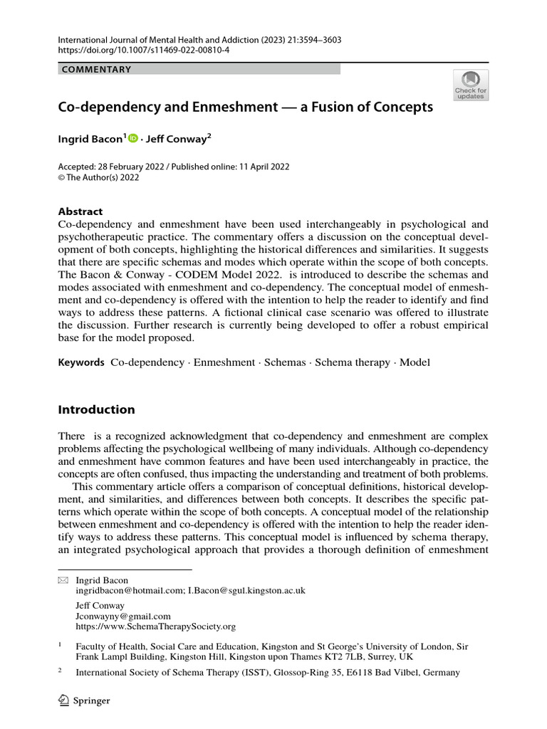 Co-dependency and Enmeshment Explained | PDF | Psychotherapy | Schema ...