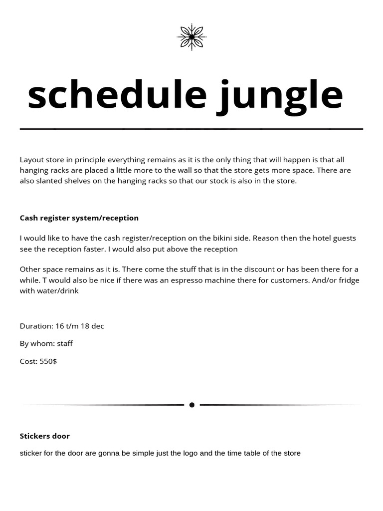 Schedule Jungle | PDF