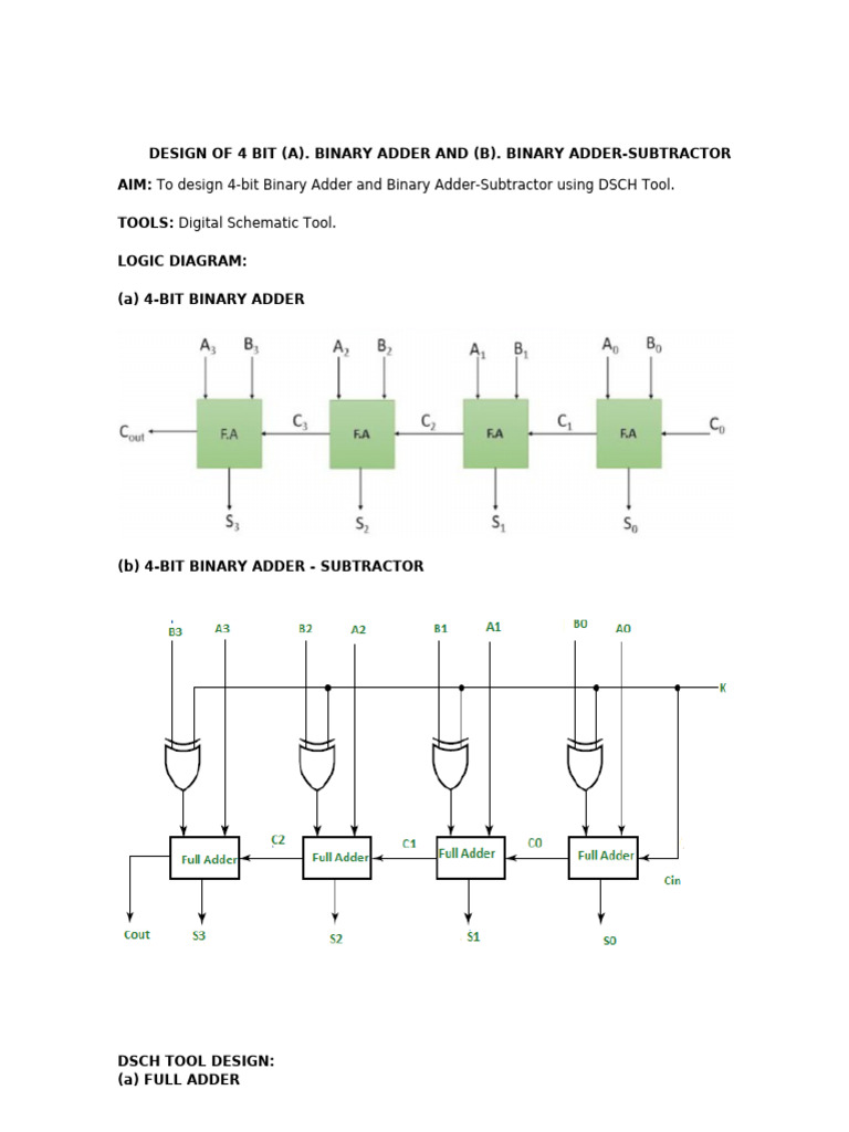 4-Bit Binary Adder/Subtractor Design | PDF