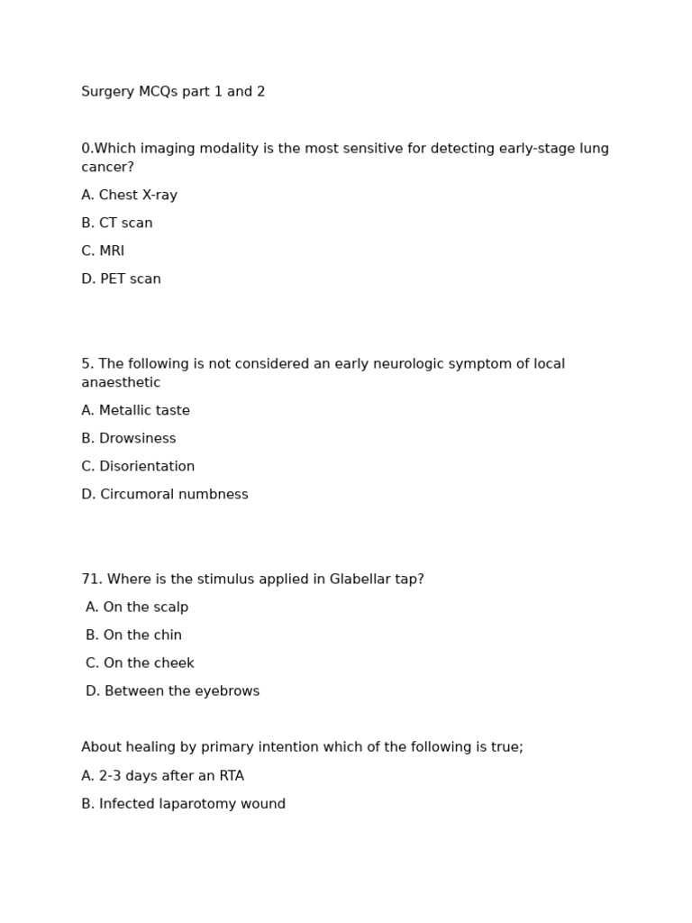 Surgery MCQs: Key Concepts and Cases | PDF | Stroke | Sepsis
