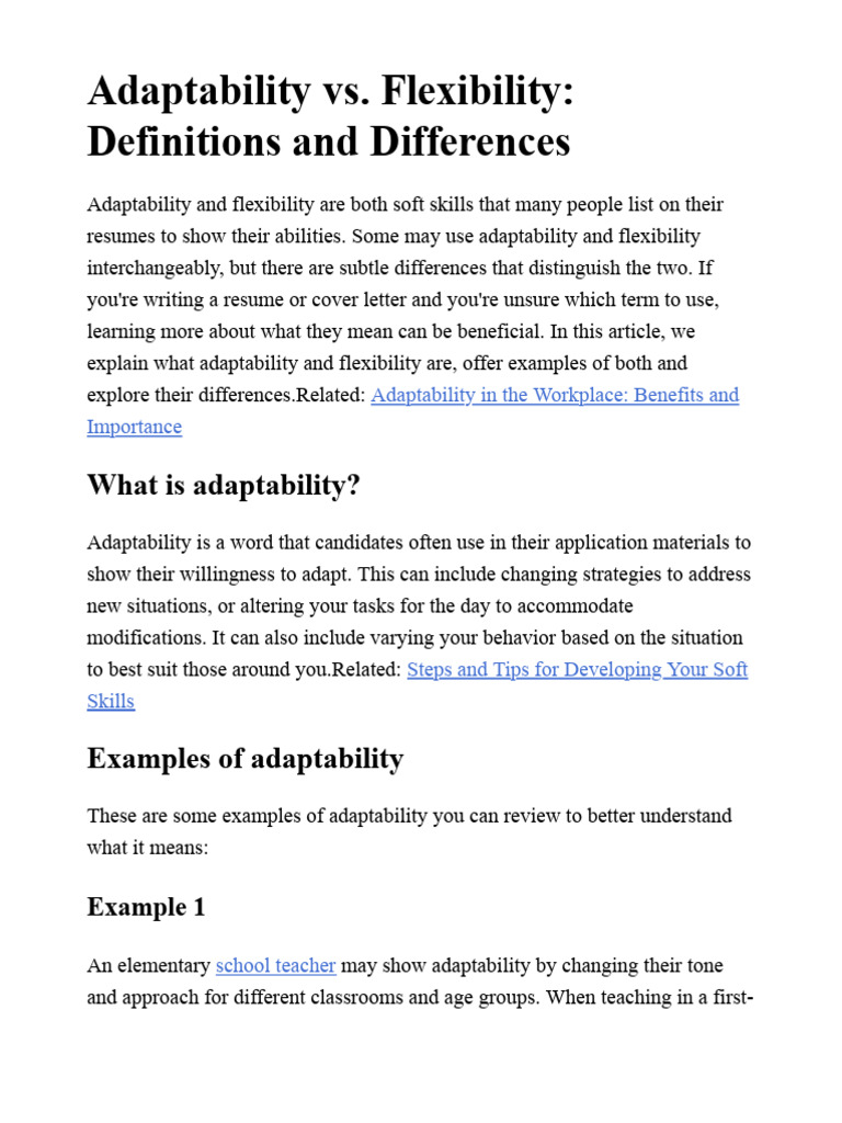 Understanding Adaptability vs. Flexibility | PDF | Critical Thinking ...