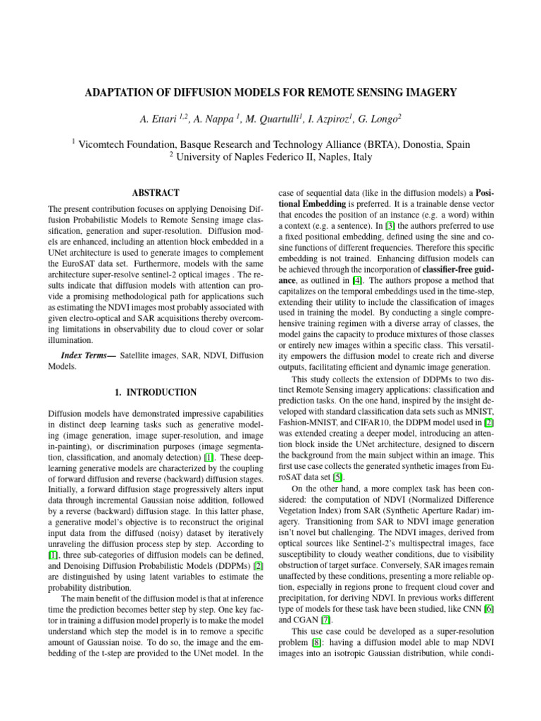 Adaptation of Diffusion Models For Remote Sensing Imagery | PDF ...