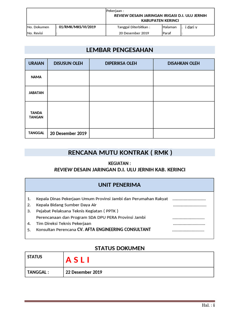 RMK Rencana Mutu Kontrak | PDF