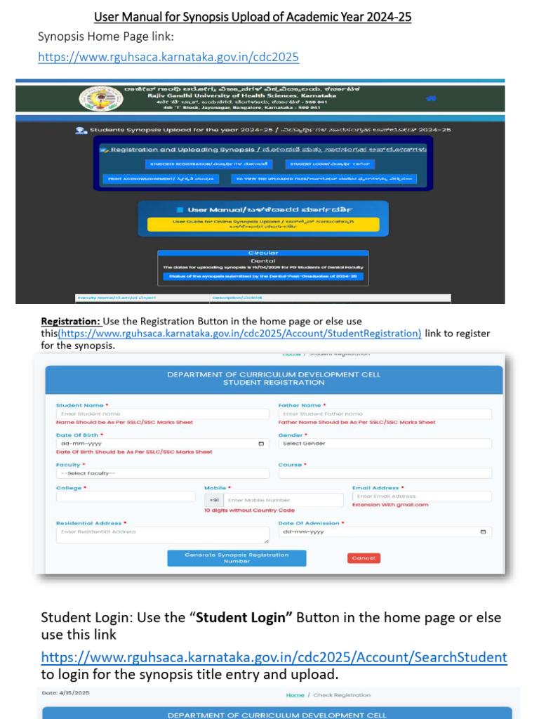 UserManual Synopsis Upload PG 24-25 Batch | PDF | Computing | Online Services