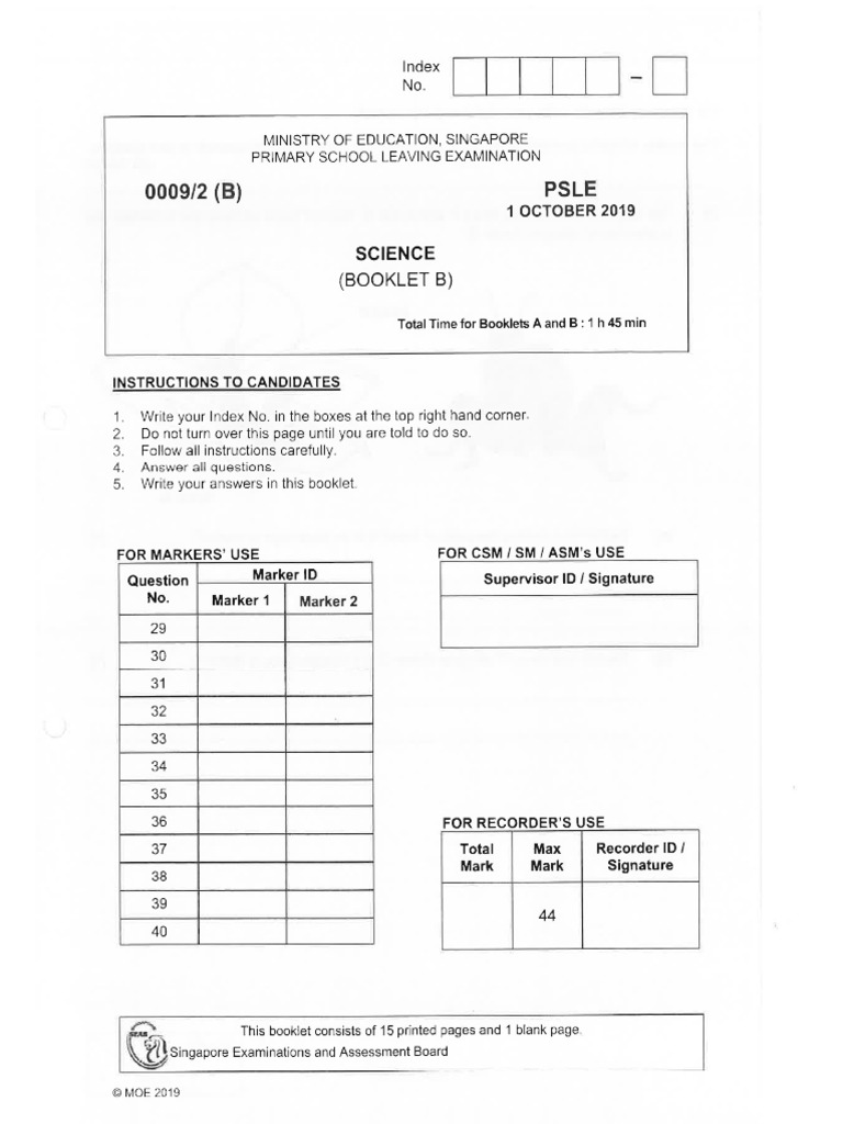 Science Psle 2019 Booklet B | PDF