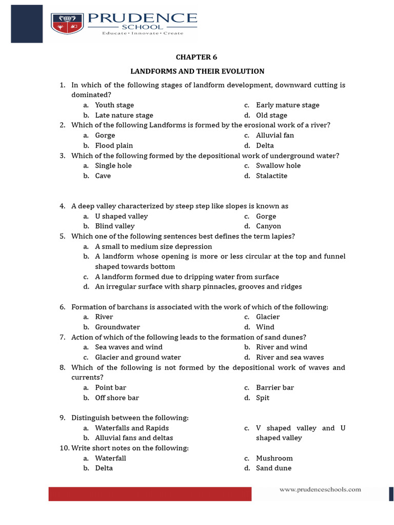 6 Landforms and Their Evolution | PDF | Geomorphology | Erosion