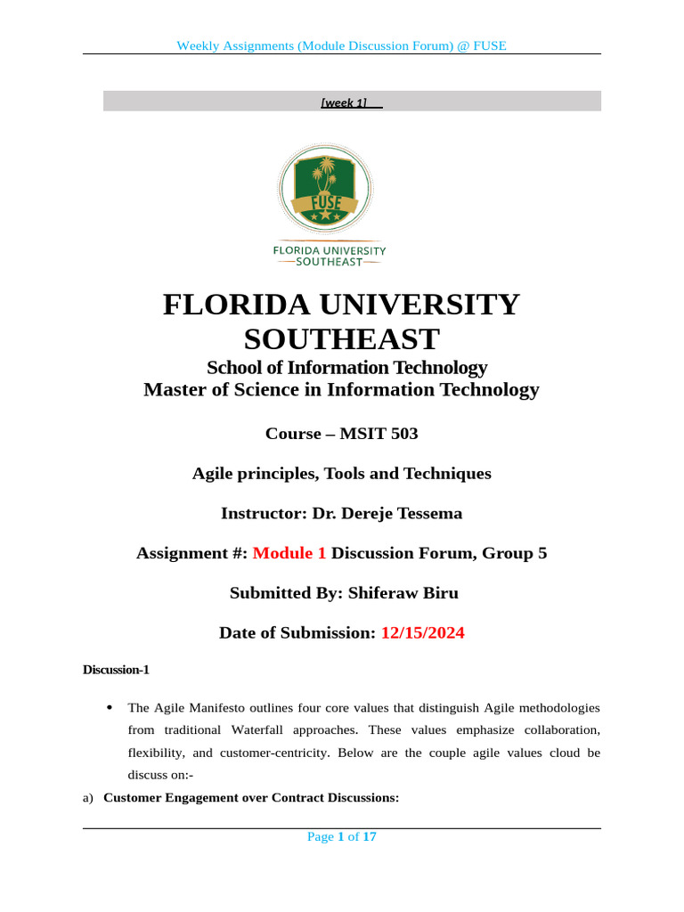 Agile (Week1-8 Assegniment) | PDF | Scrum (Software Development) | Agile Software Development