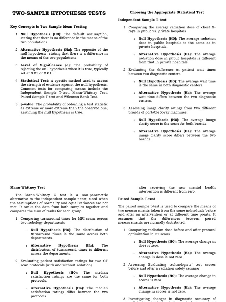 4 - Two Sample Mean Sampling | PDF | Student's T Test | Mann–Whitney U Test